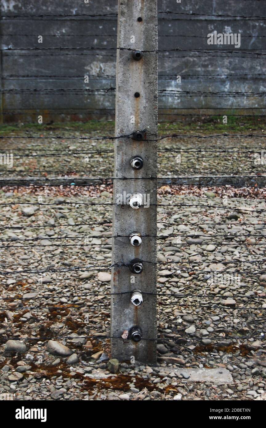 Electric border fence at Auschwitz concentration camp Stock Photo - Alamy