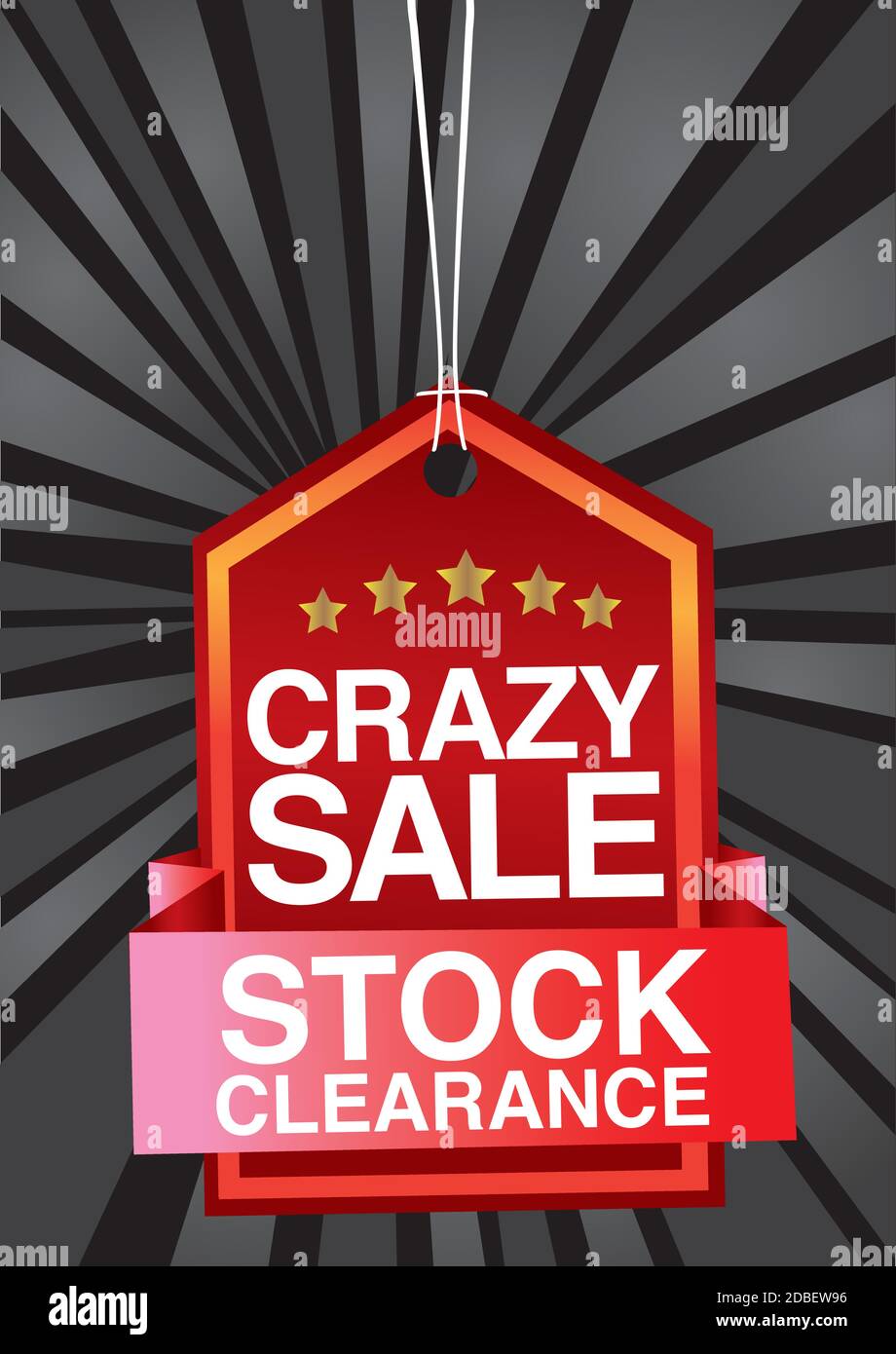 Crazy sale header design with price tag. Vector illustration Stock ...