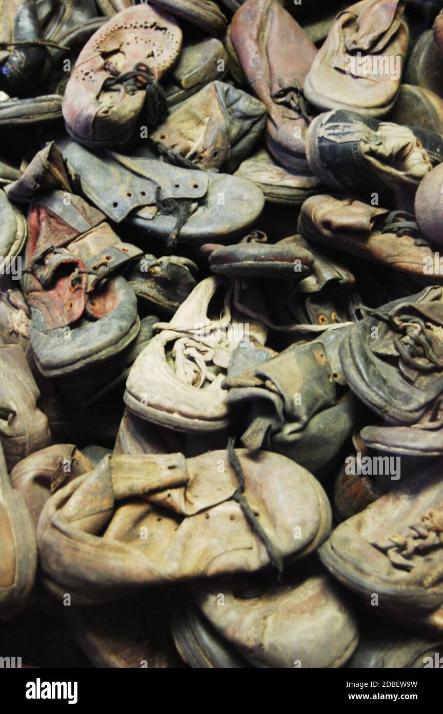 piles of shoes belonging to murdered Jews at Auschwitz concentration ...