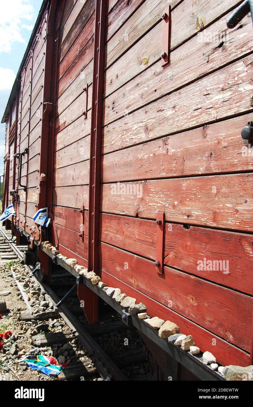 wooden train carriage used to transport prisoners at auschwitz ...