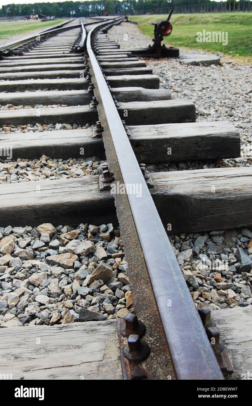 Auschwitz train rails hi-res stock photography and images - Alamy