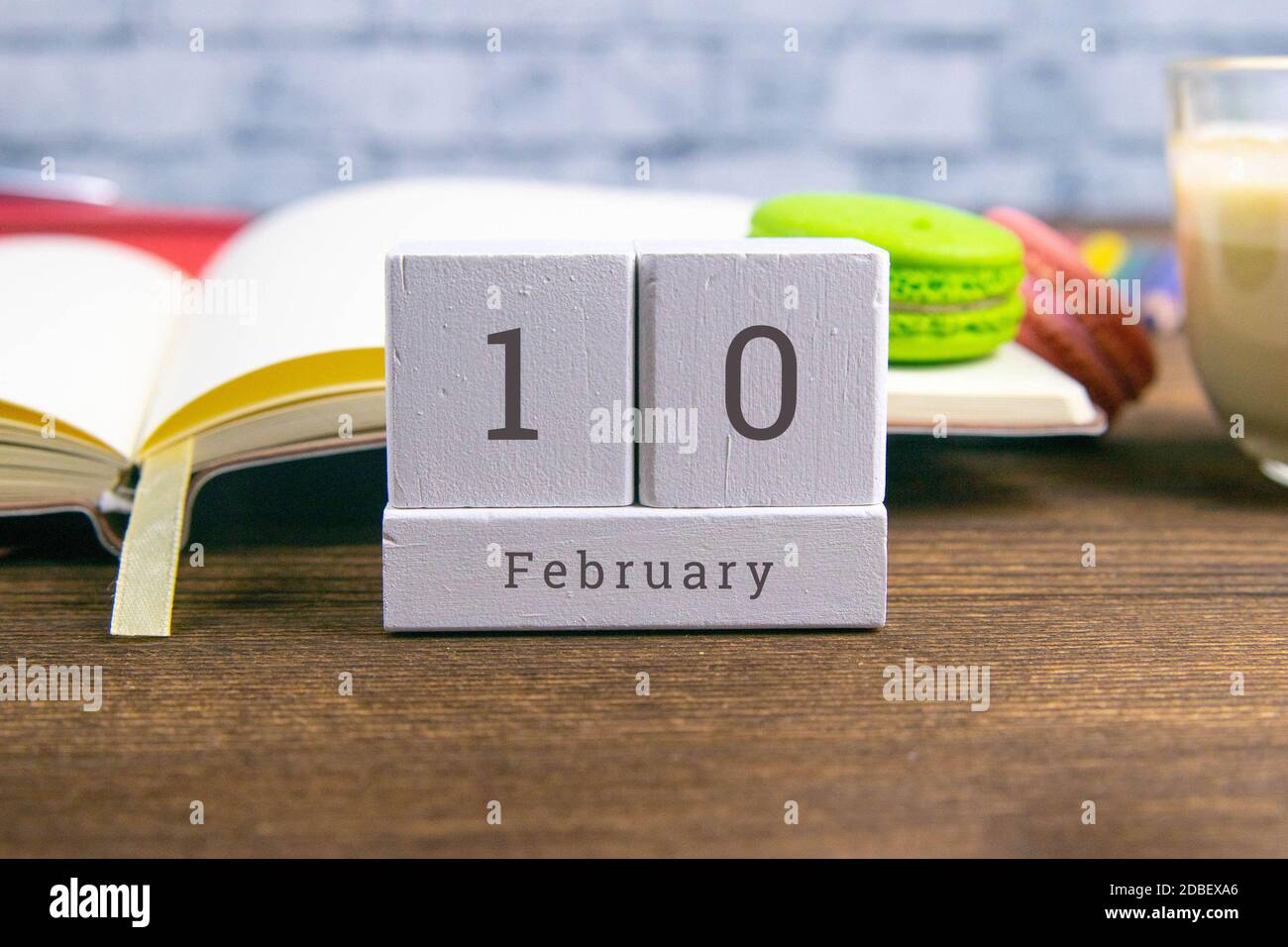February 10 on the wooden calendar.The tenth day of the winter month, a ...