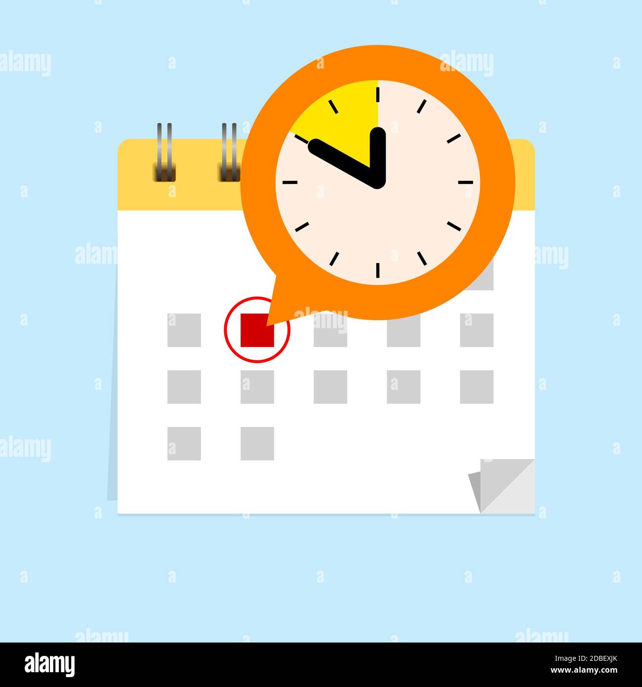 Calendar hangs on the wall with a dedicated deadline date and a clock ...