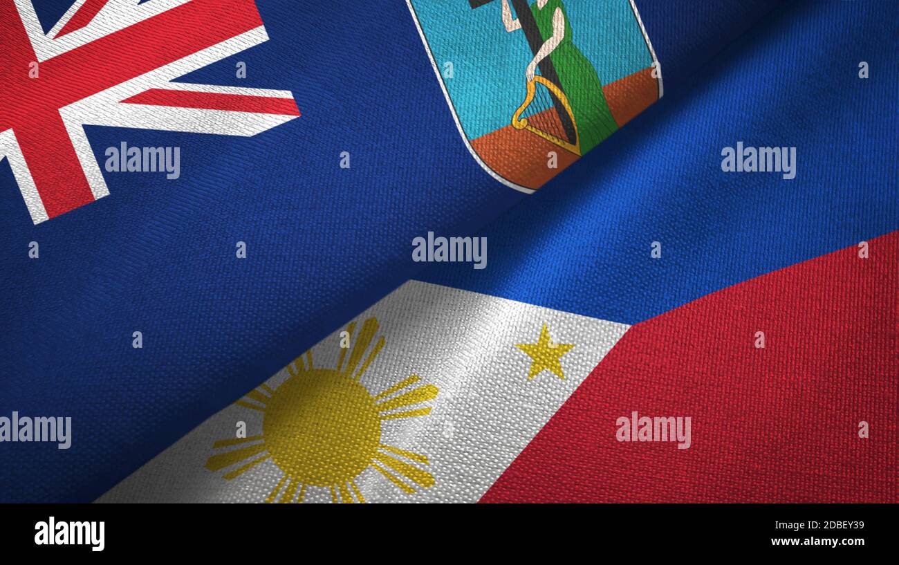 Montserrat and Philippines two flags textile cloth, fabric texture Stock Photo - Alamy