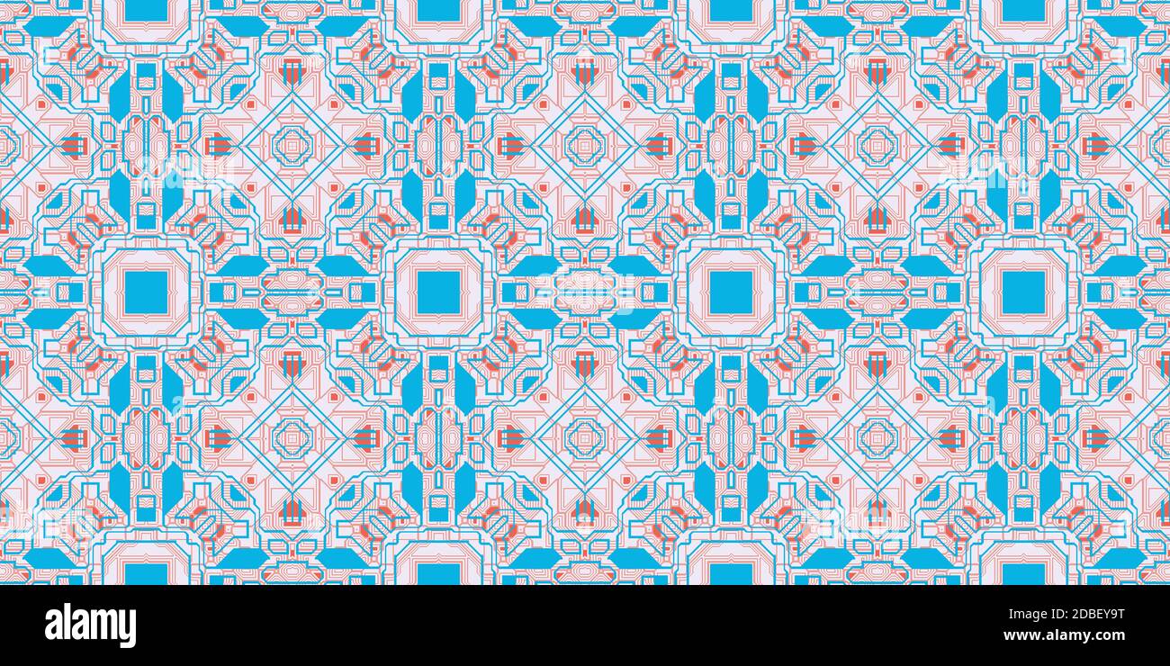 Blue Rose Seamless Techno Lines Pattern. Futuristic Geometry Background ...