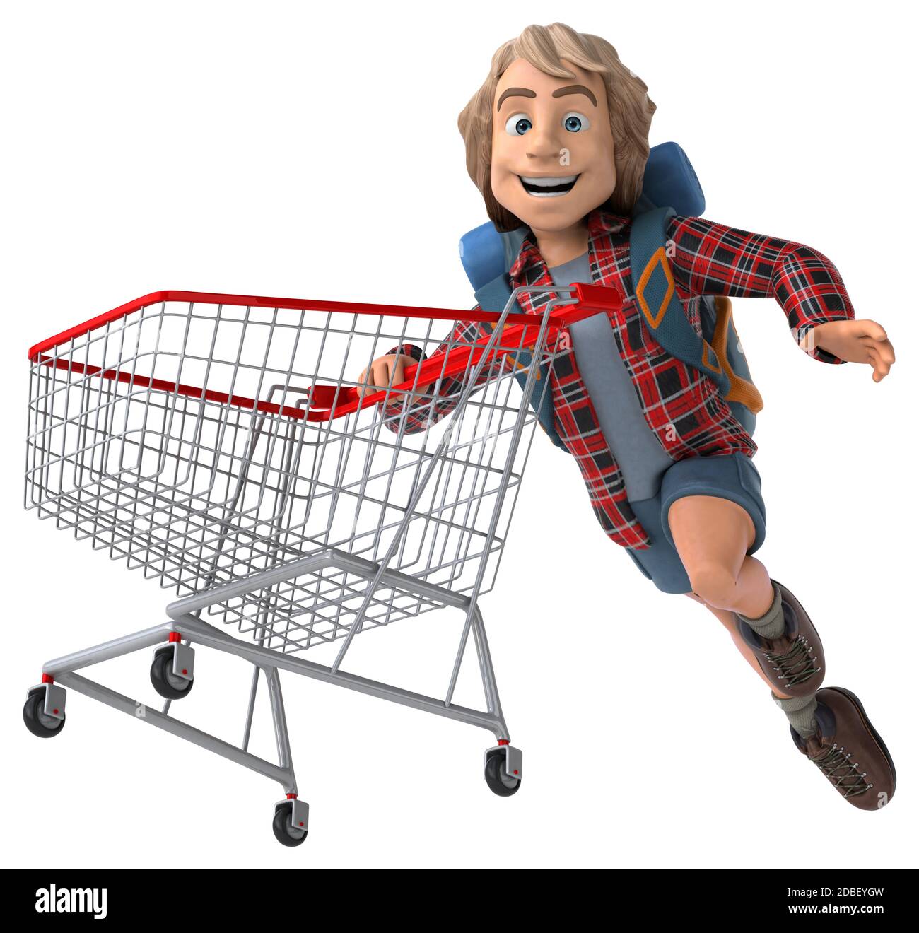 Man solo traveling backpacker - 3D Illustration Stock Photo - Alamy