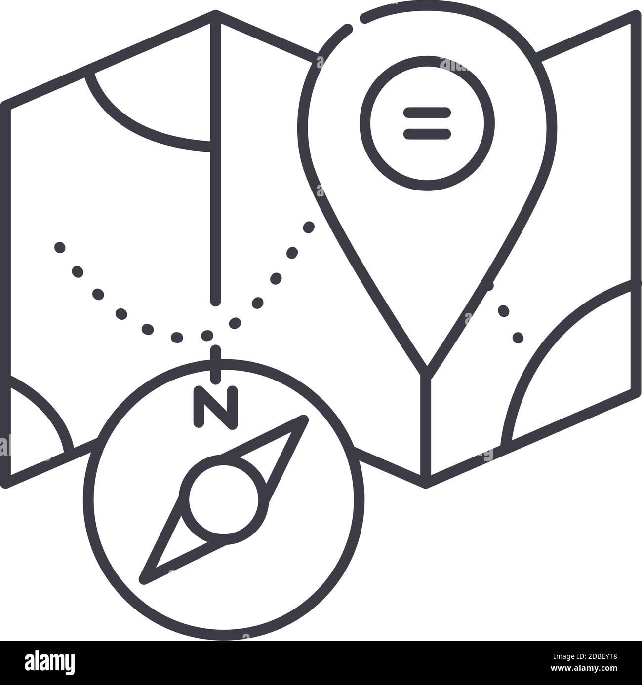 Compass map icon, linear isolated illustration, thin line vector, web ...