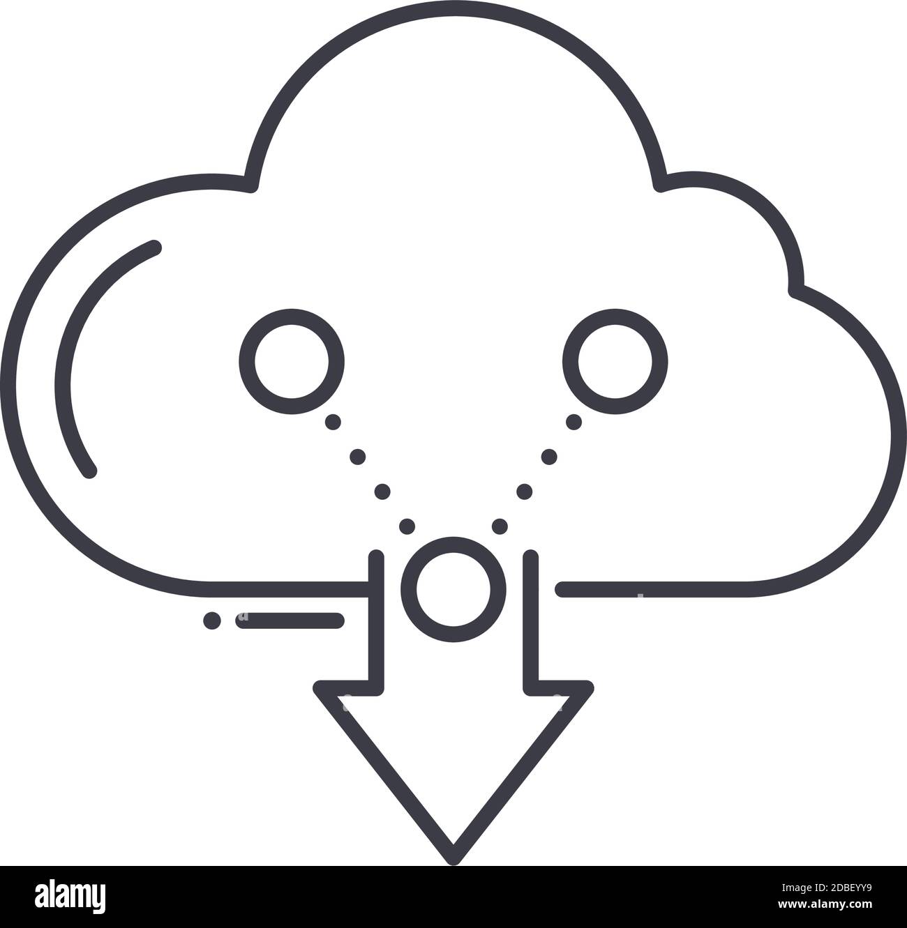 Cloud sharing service icon, linear isolated illustration, thin line ...