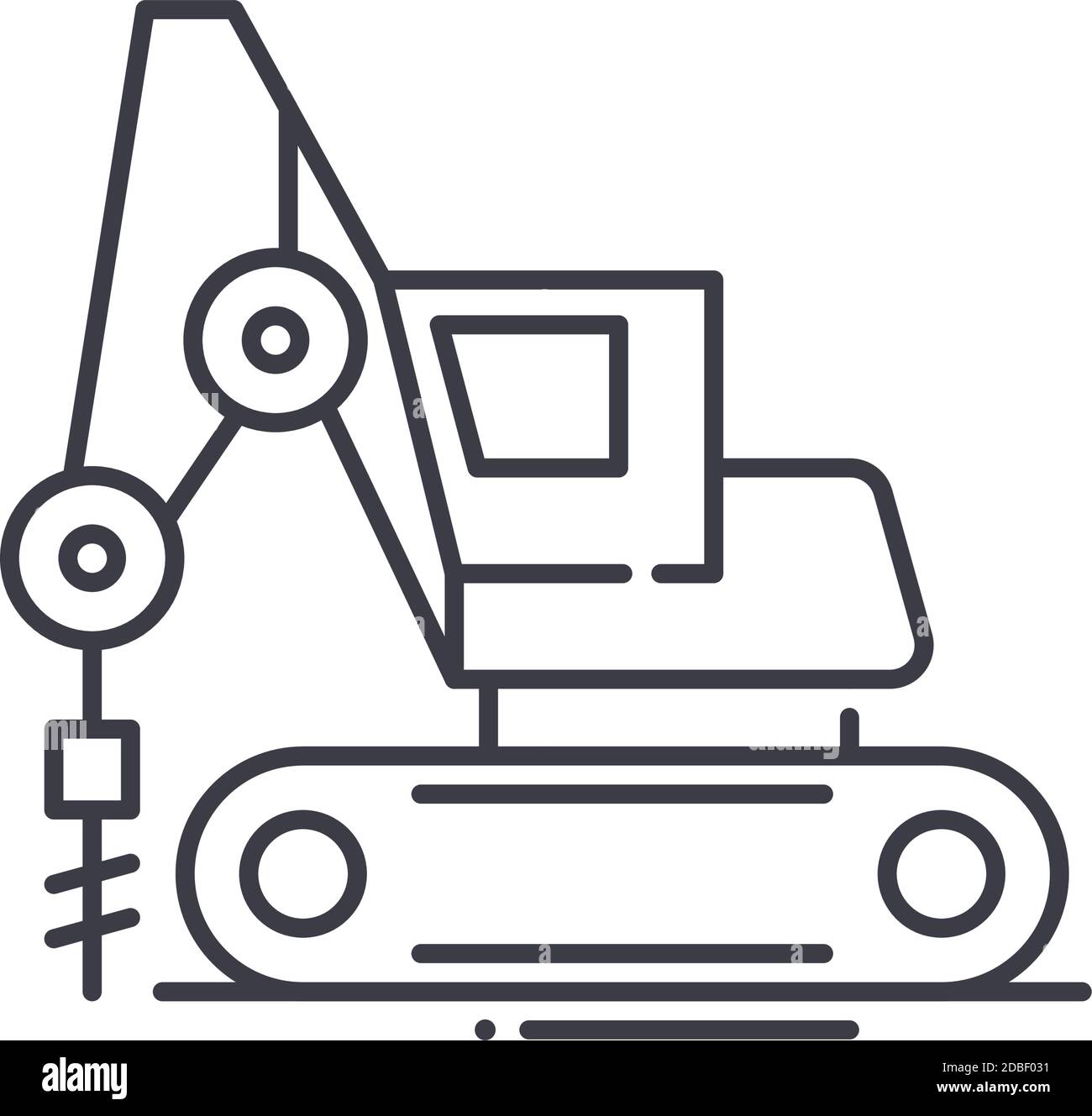 Compact excavator icon, linear isolated illustration, thin line vector ...