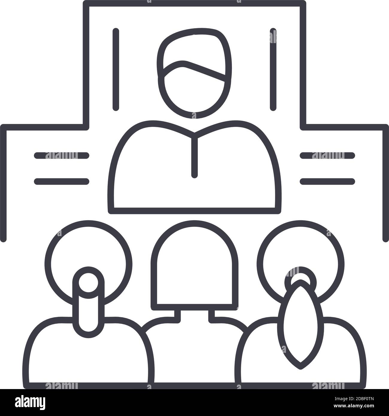 Company division icon, linear isolated illustration, thin line vector ...