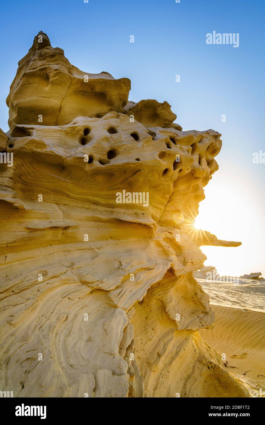 Sandstone formations in Abu Dhabi desert in United Arab Emirates Stock ...