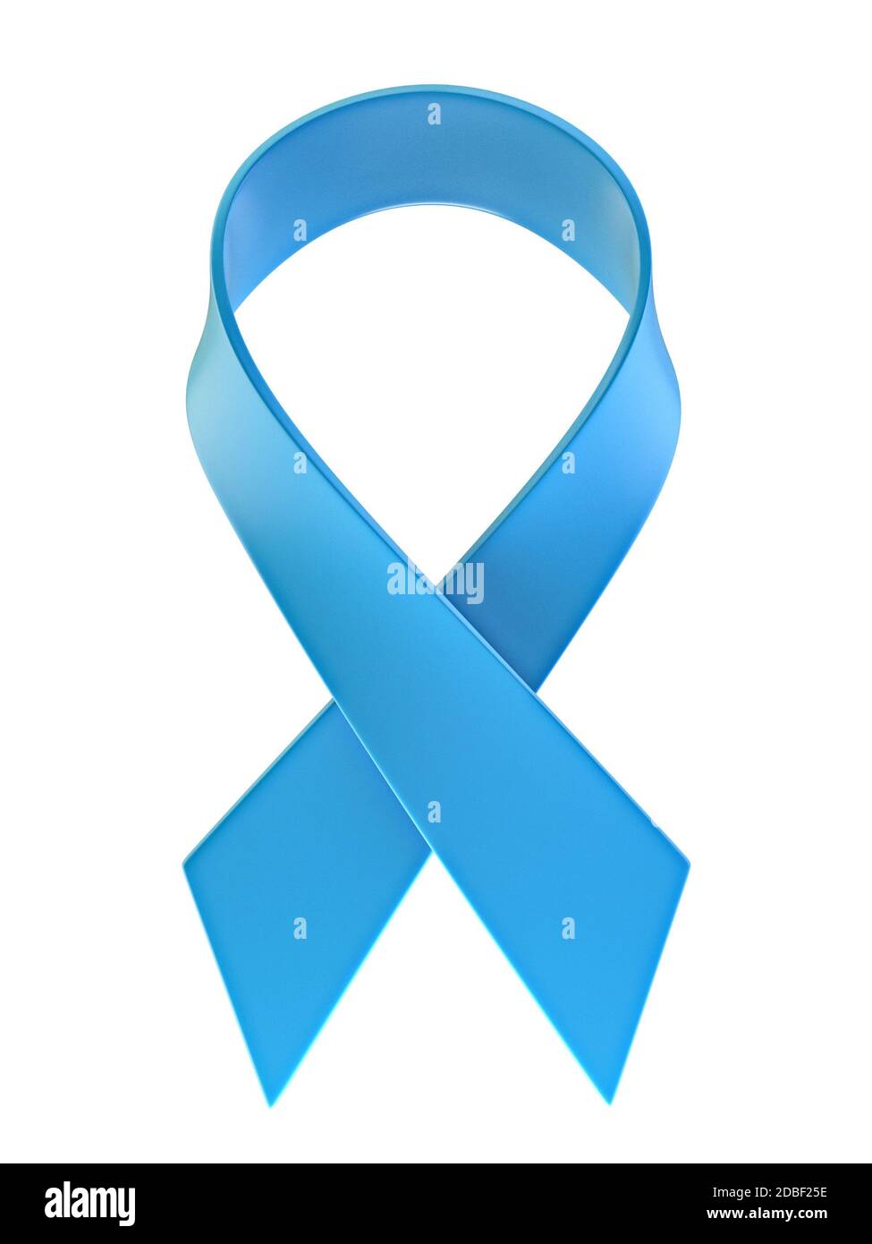 Blue cancer awareness ribbon 3D render illustration isolated on white ...