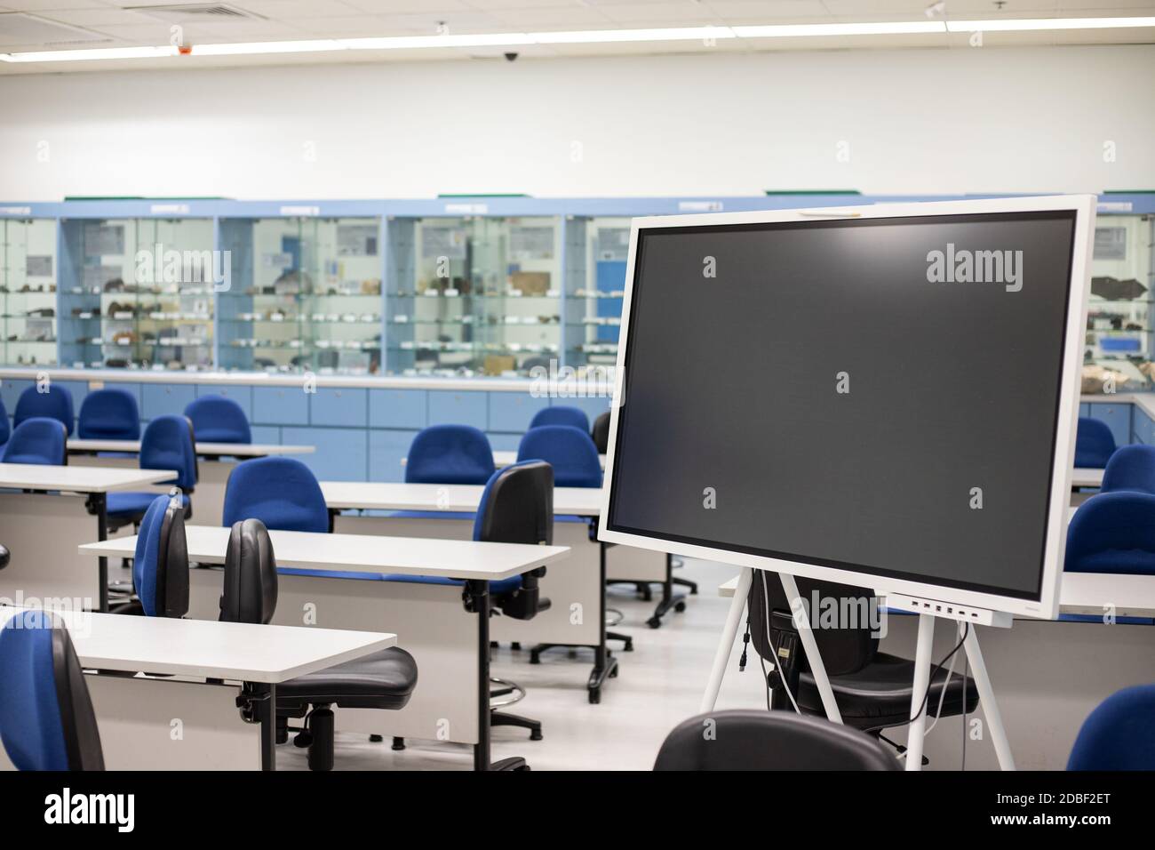 Empty Contemporary multimedia Classroom or conference hall with digital ...