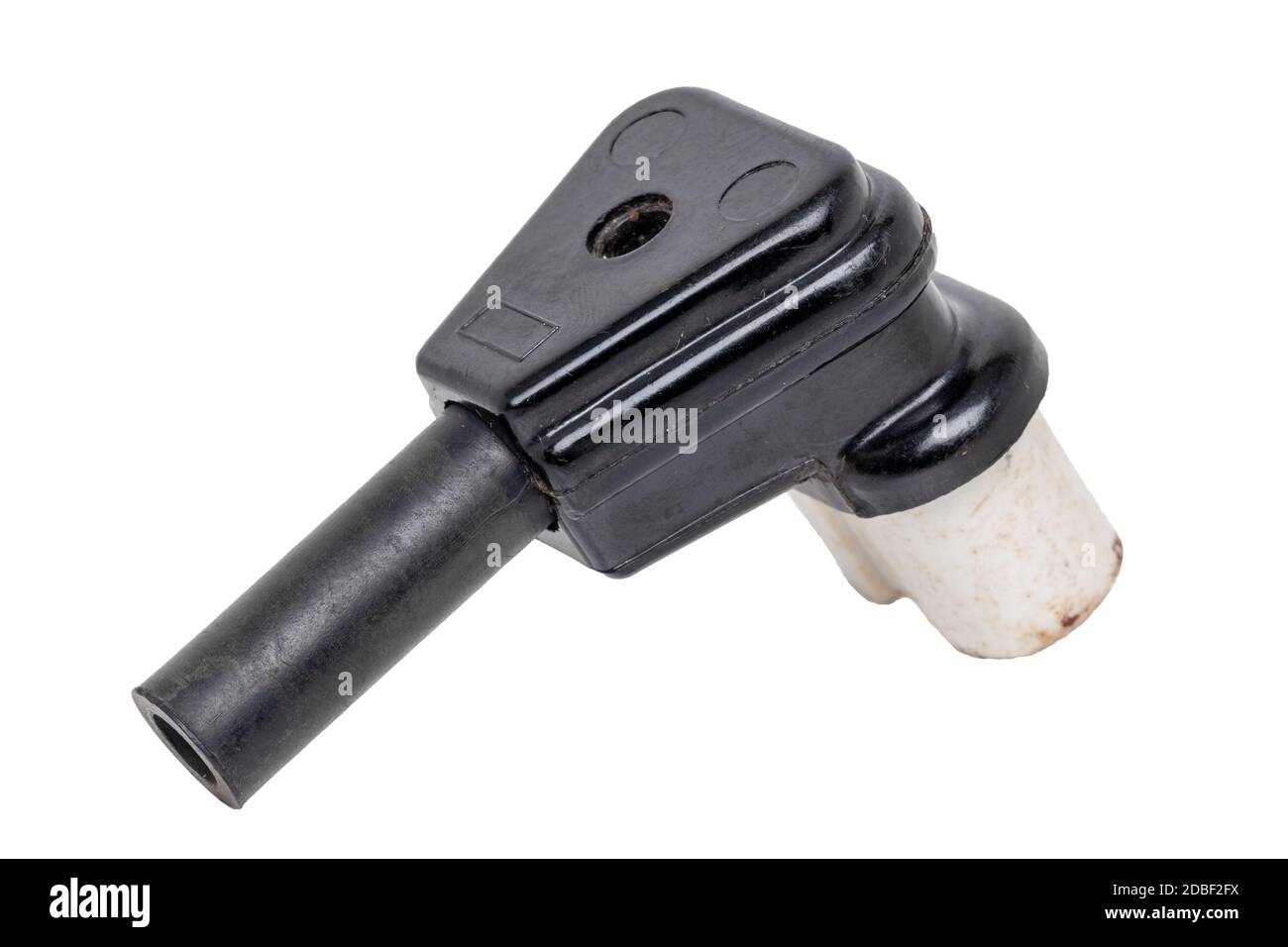 Vintage electric plug. Close-up of old rusty used electric black power ...