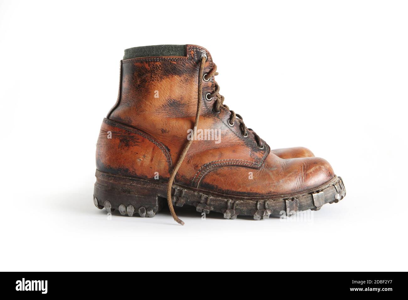 Old fashioned hiking boots hi-res stock photography and images - Alamy
