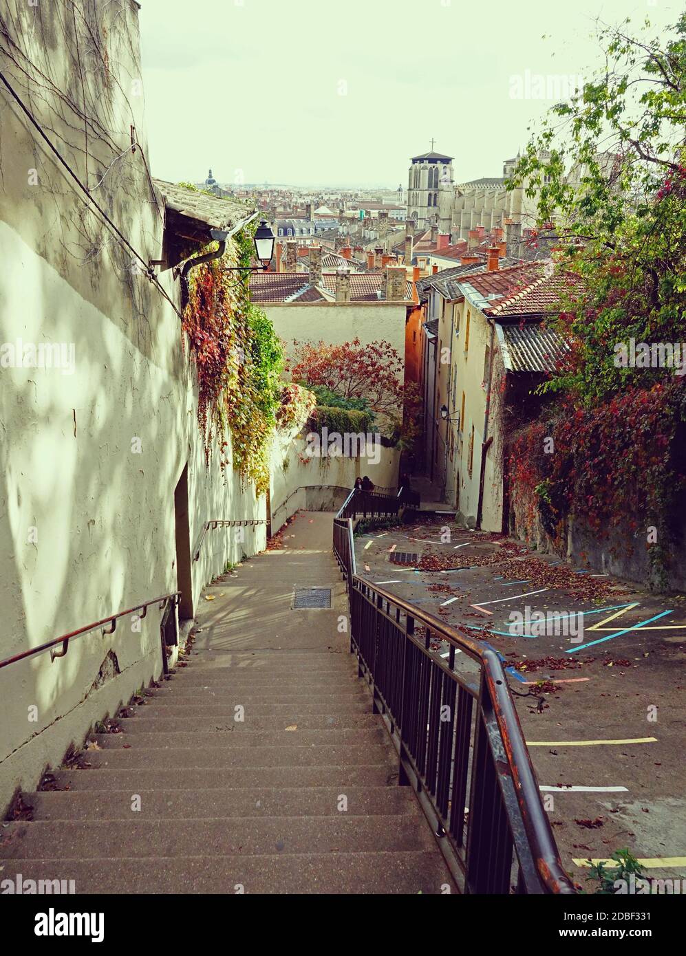 Endless stairs in the Fourviere Hill, in Lyon, France Stock Photo - Alamy