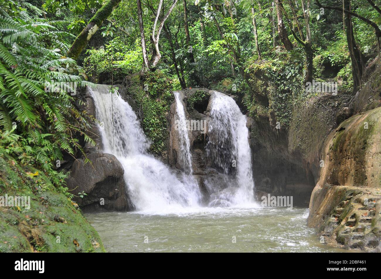 Mag-Aso-Waterfalls near Antequera on Bohol in the Philippines Stock ...