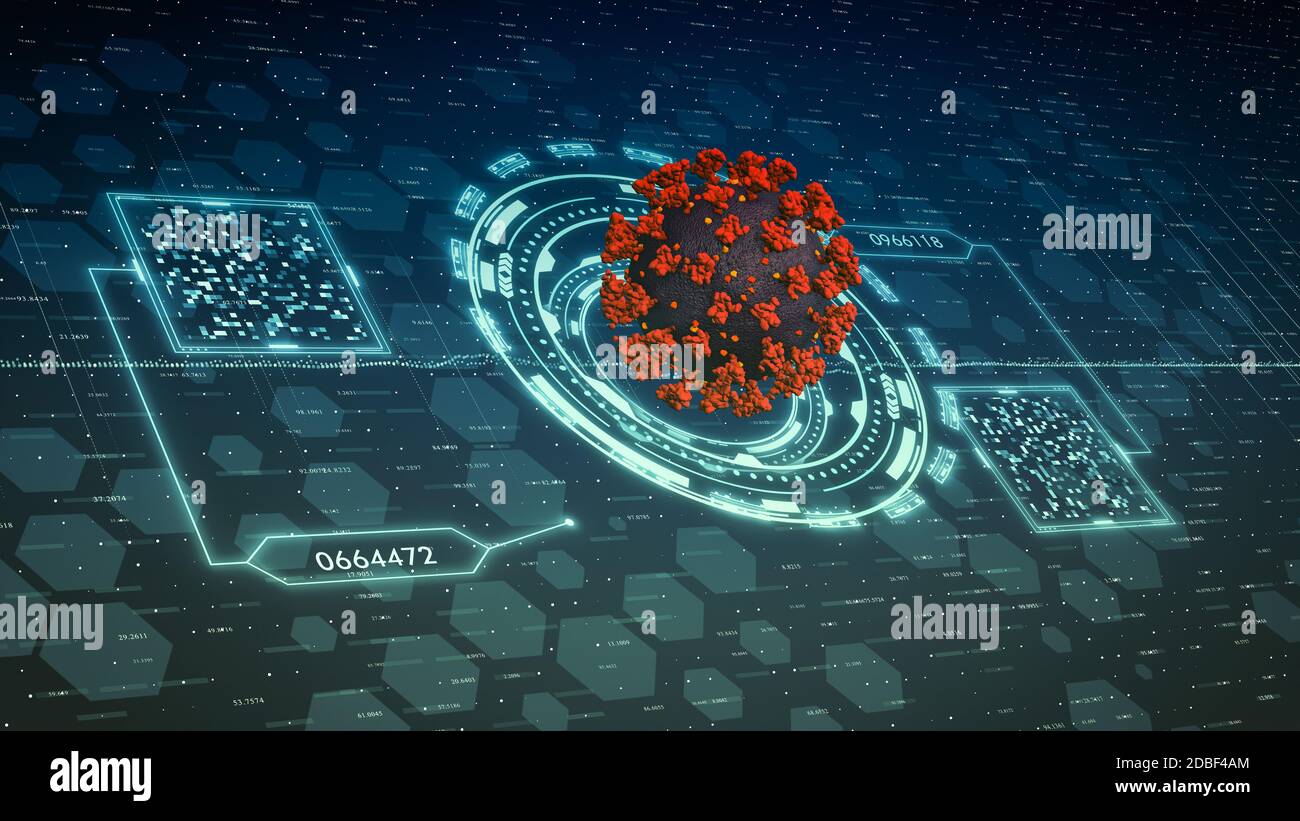 futuristic electronic microscope interface, laboratory experiment (3d ...