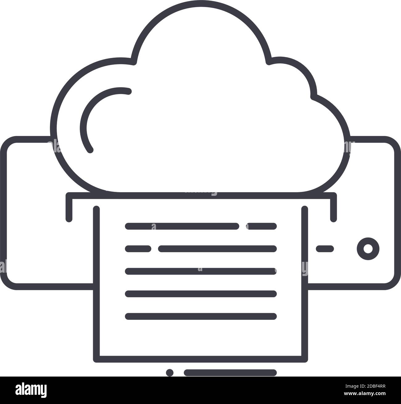 Cloud print icon, linear isolated illustration, thin line vector, web ...