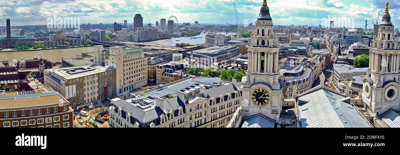 London panorama of Thames river and church towers Stock Photo - Alamy