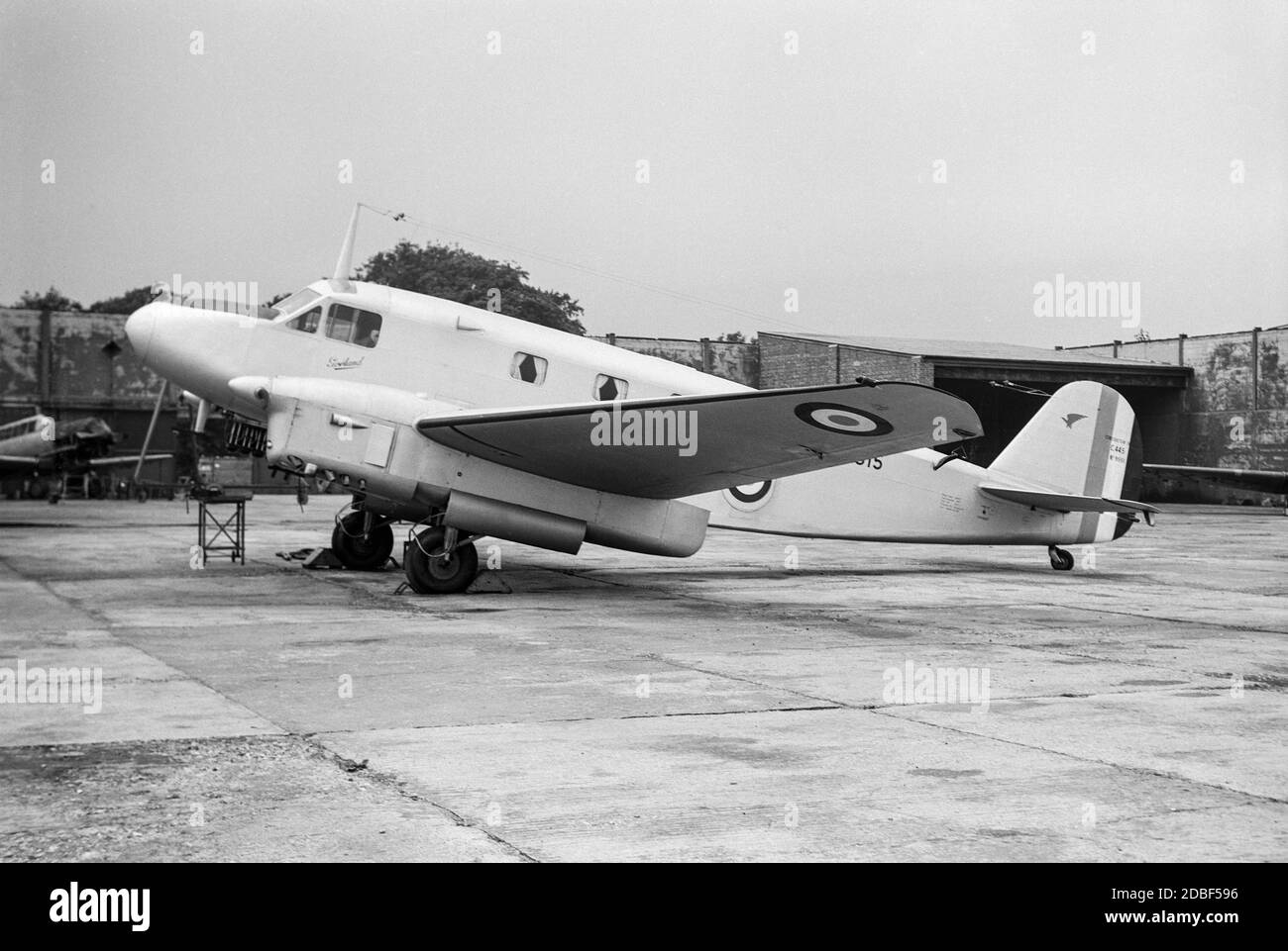 A 1949 vintage black and white photograph of a French Air Force Caudron ...