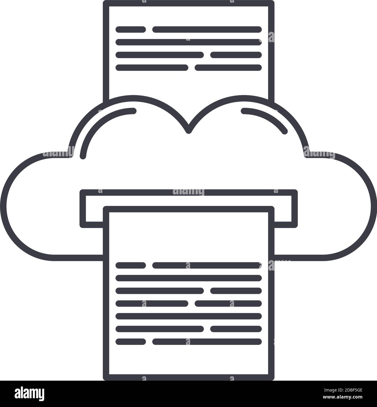 Cloud printing icon, linear isolated illustration, thin line vector ...
