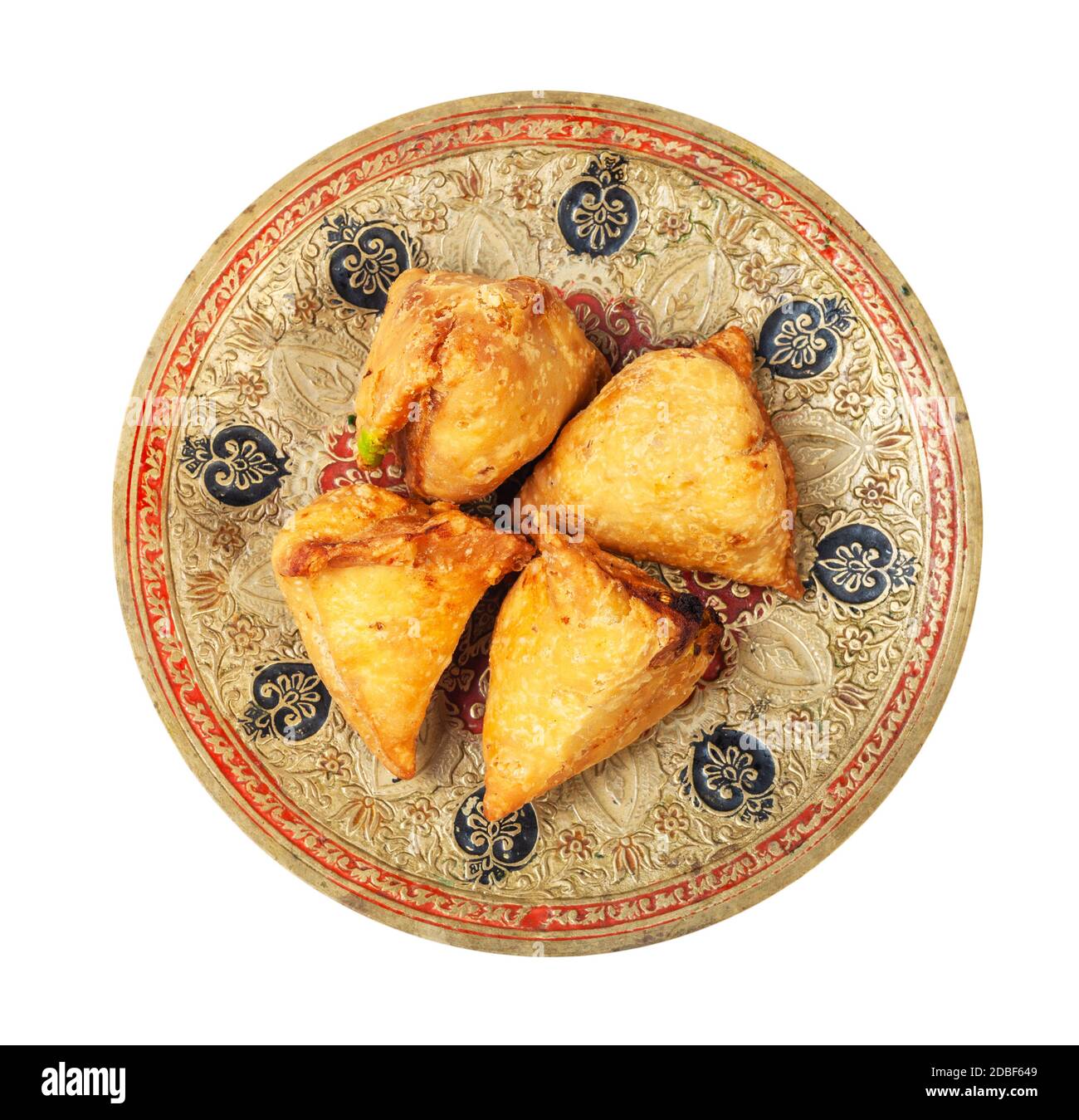Indian cuisine - top view of vegetable samosas (fried savoury pastry ...