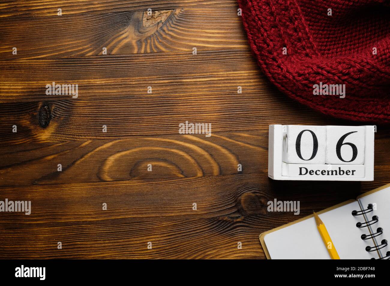 sixth day of winter month calendar december with copy space Stock Photo ...