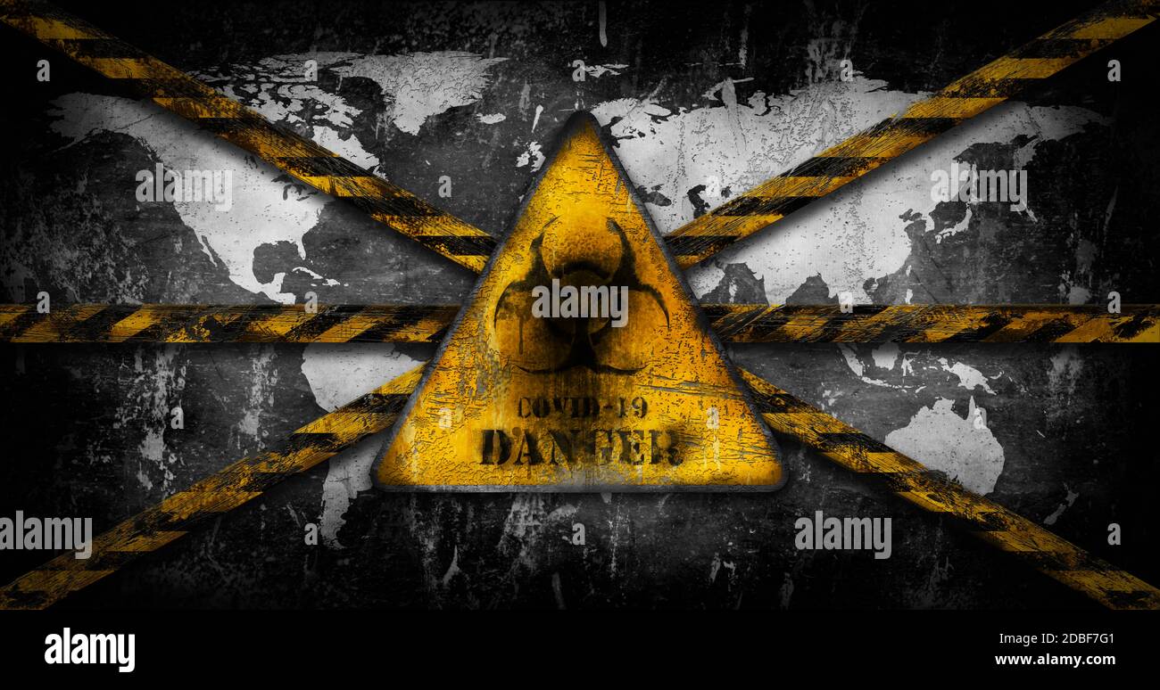 Coronavirus COVID-19 outbreak. Worn Yellow Biohazard, danger, warning ...