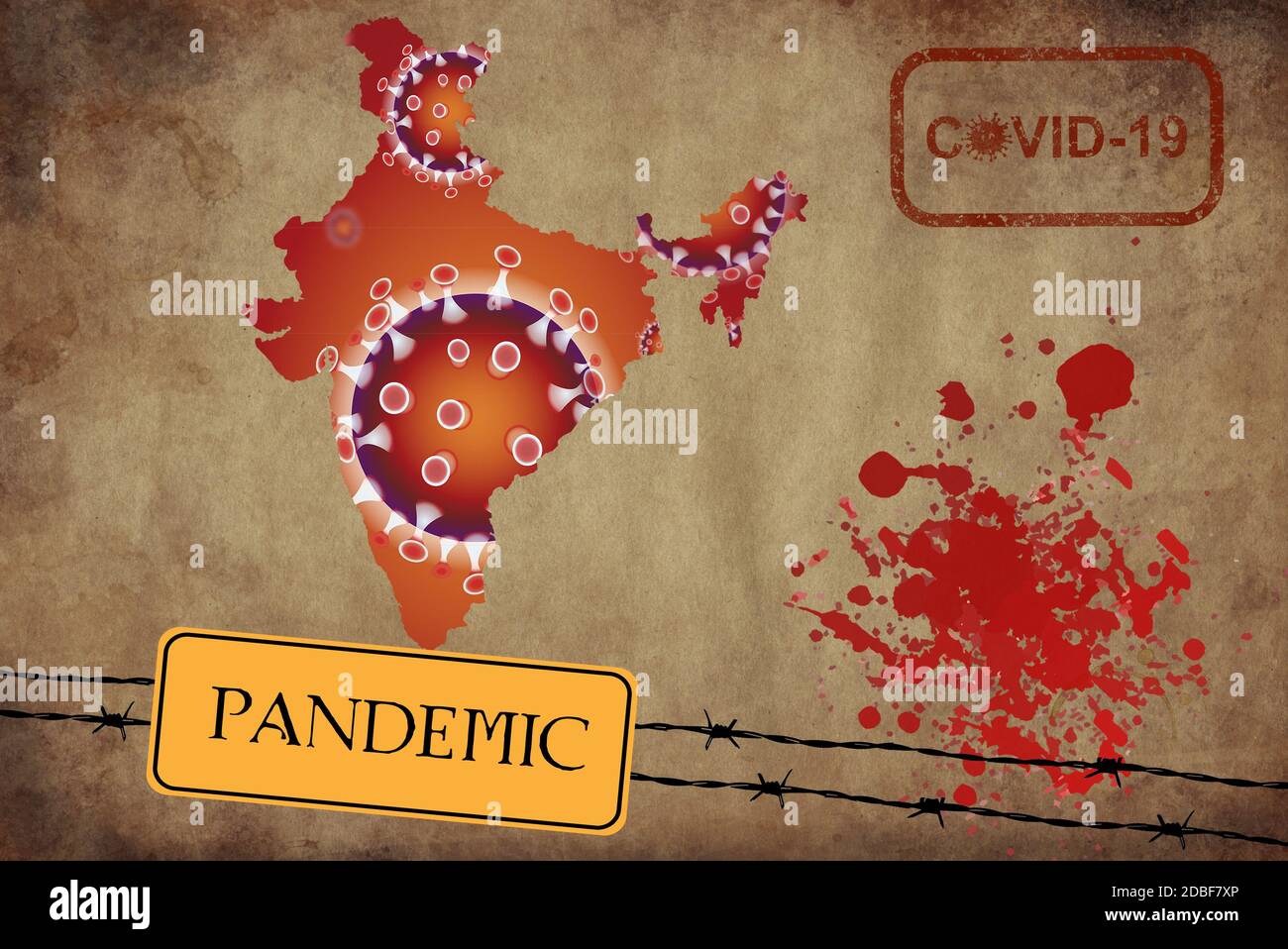 A 3d illustration of the coronavirus map India, pandemic, epidemic ...