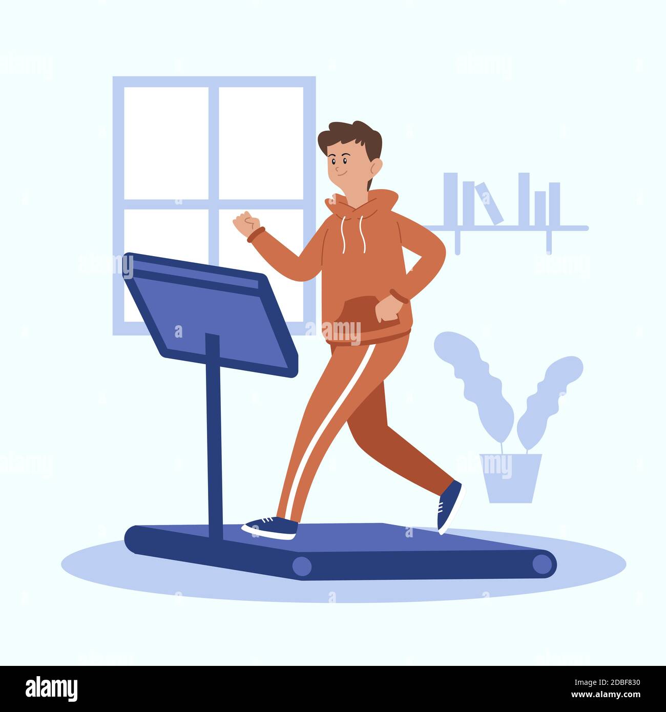 Treadmill warm-up exercises indoors Vector illustration Stock Vector ...