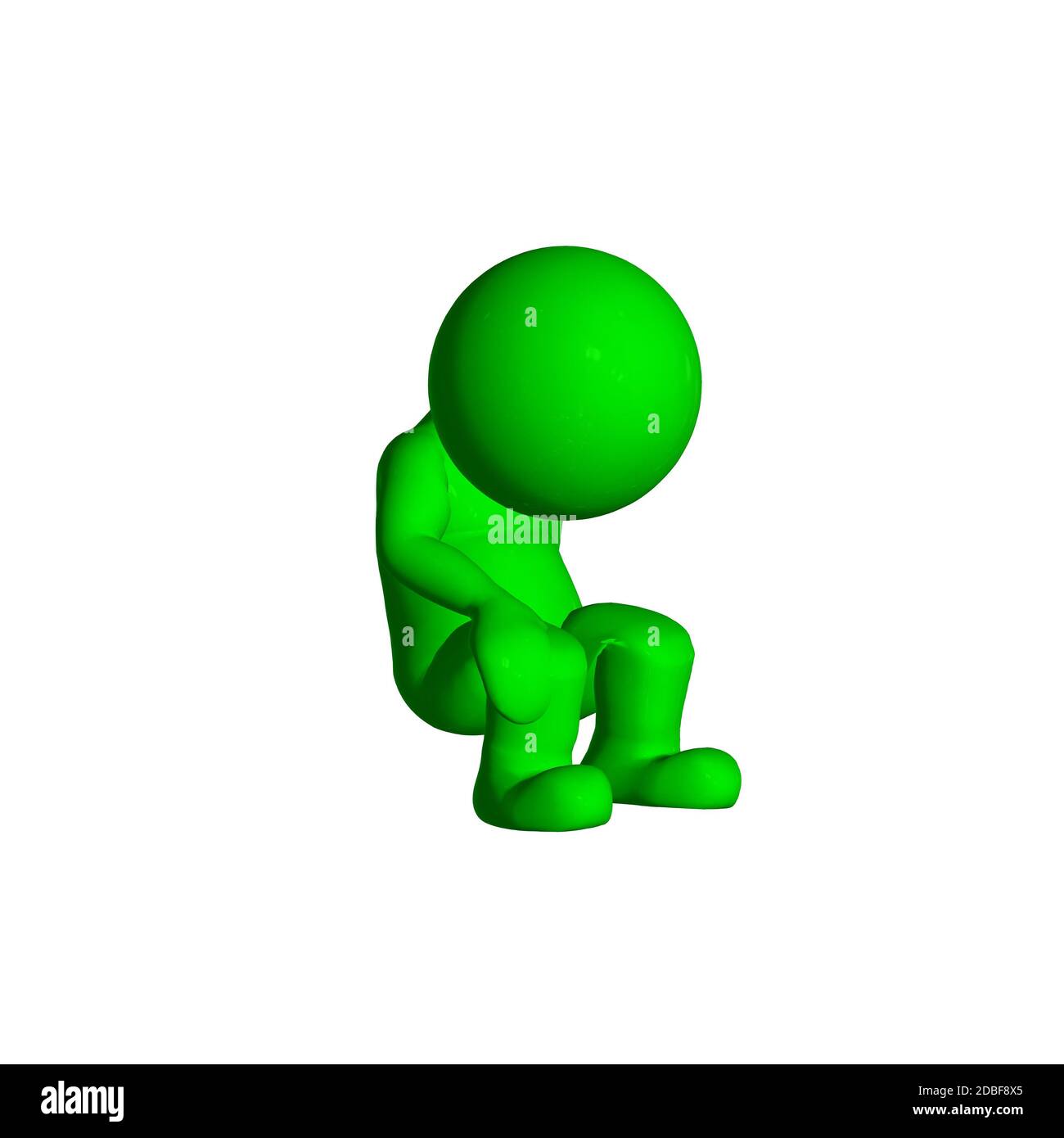 Green 3D people in different poses - depress - on white background ...