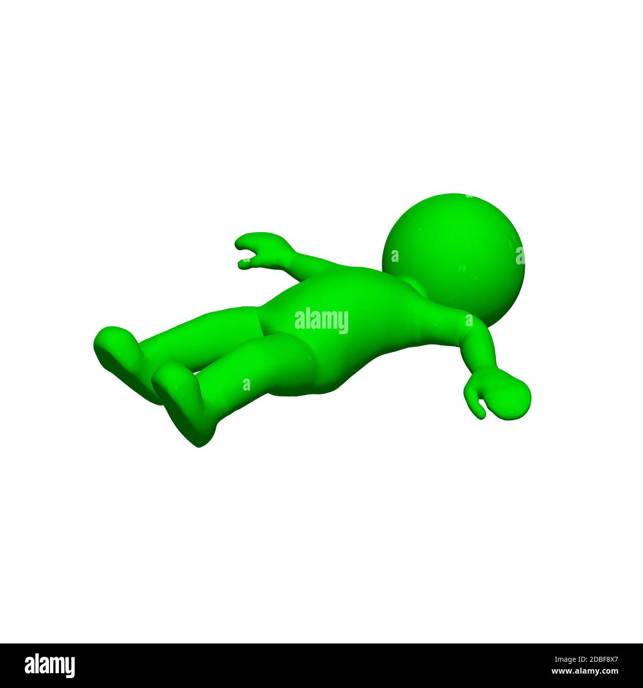 Green 3D people in different poses - fall down - on white background ...