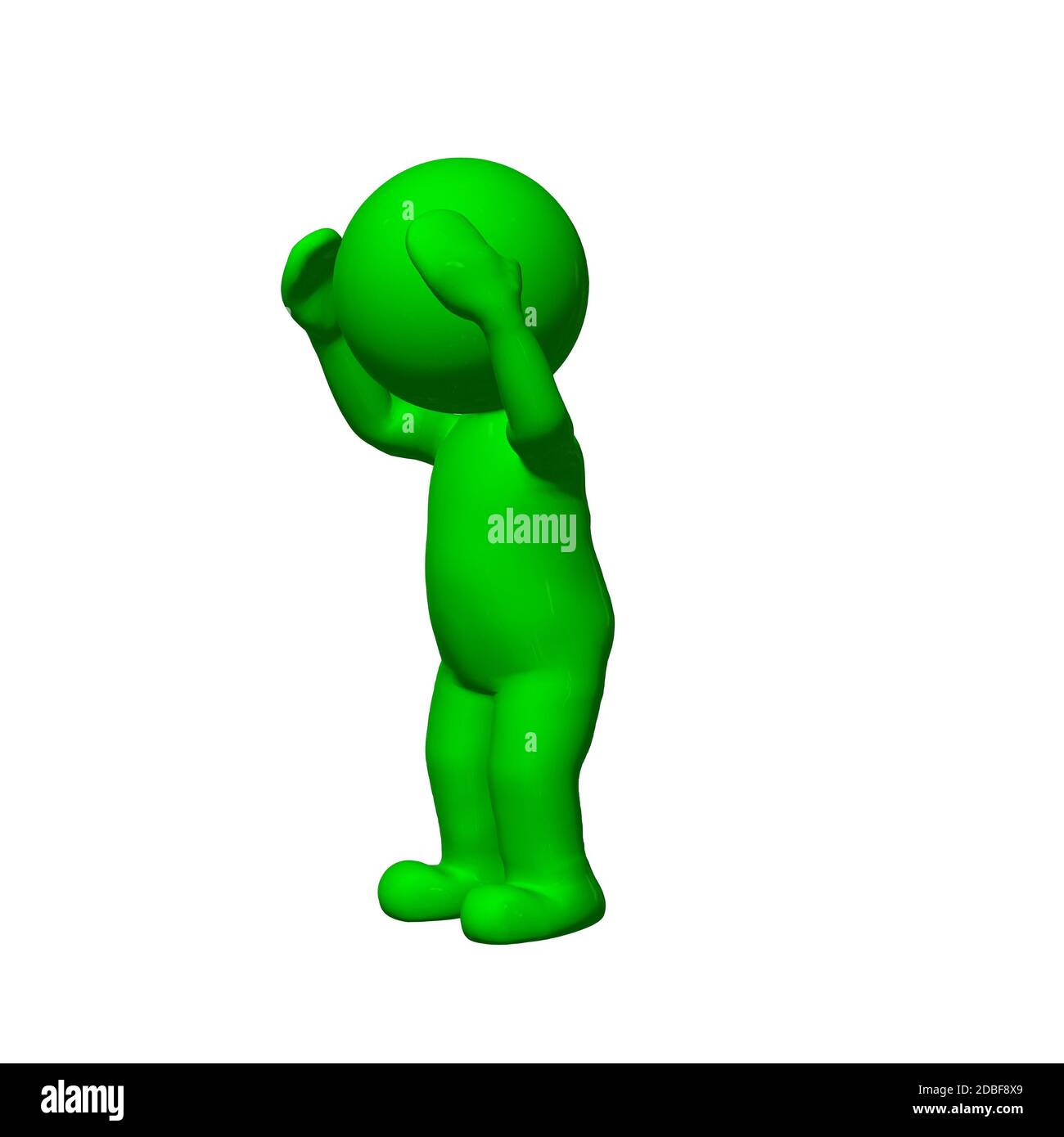 Green 3D people in different poses - fear - on white background Stock ...