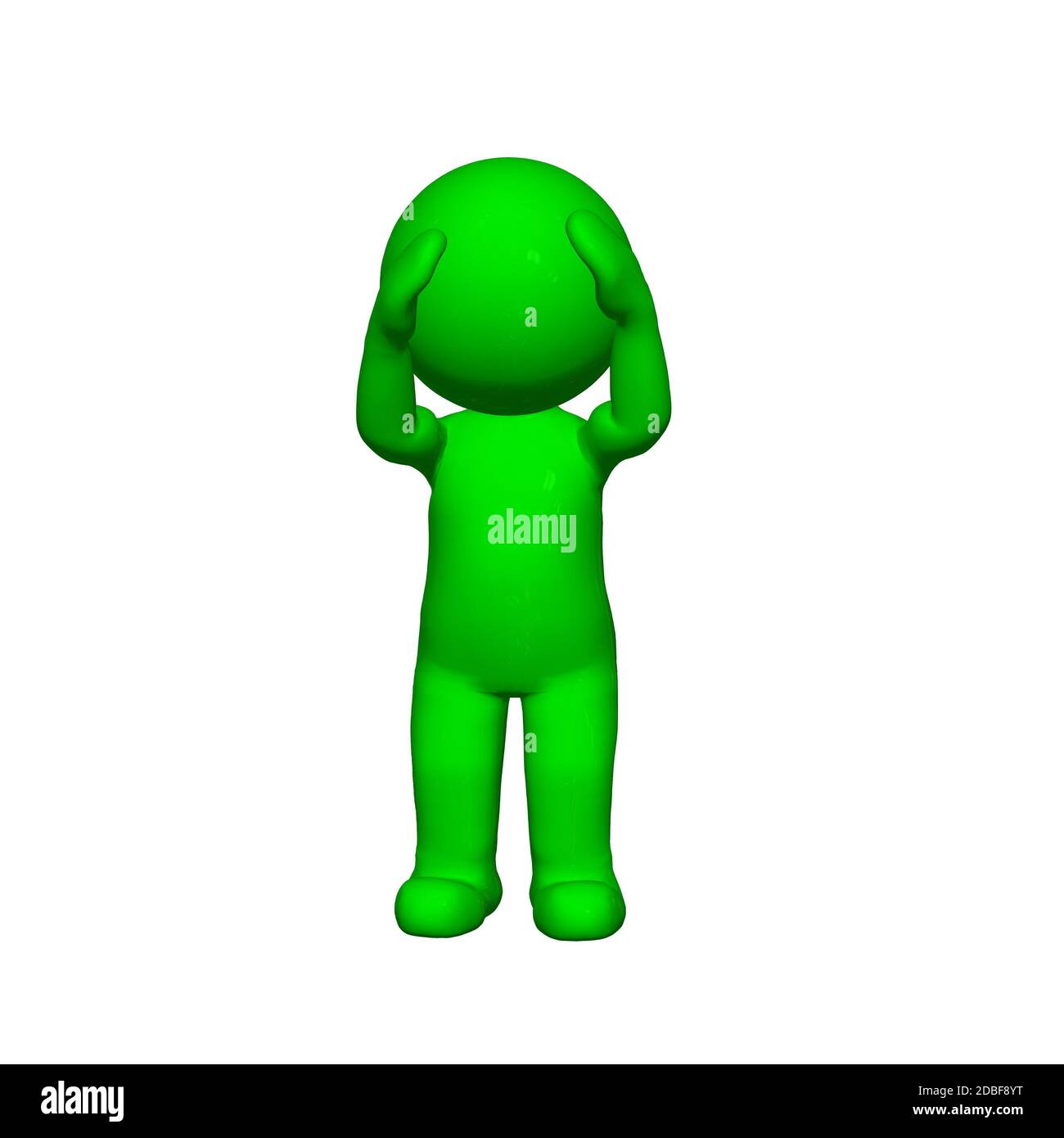 Green 3D people in different poses - fear - on white background Stock ...