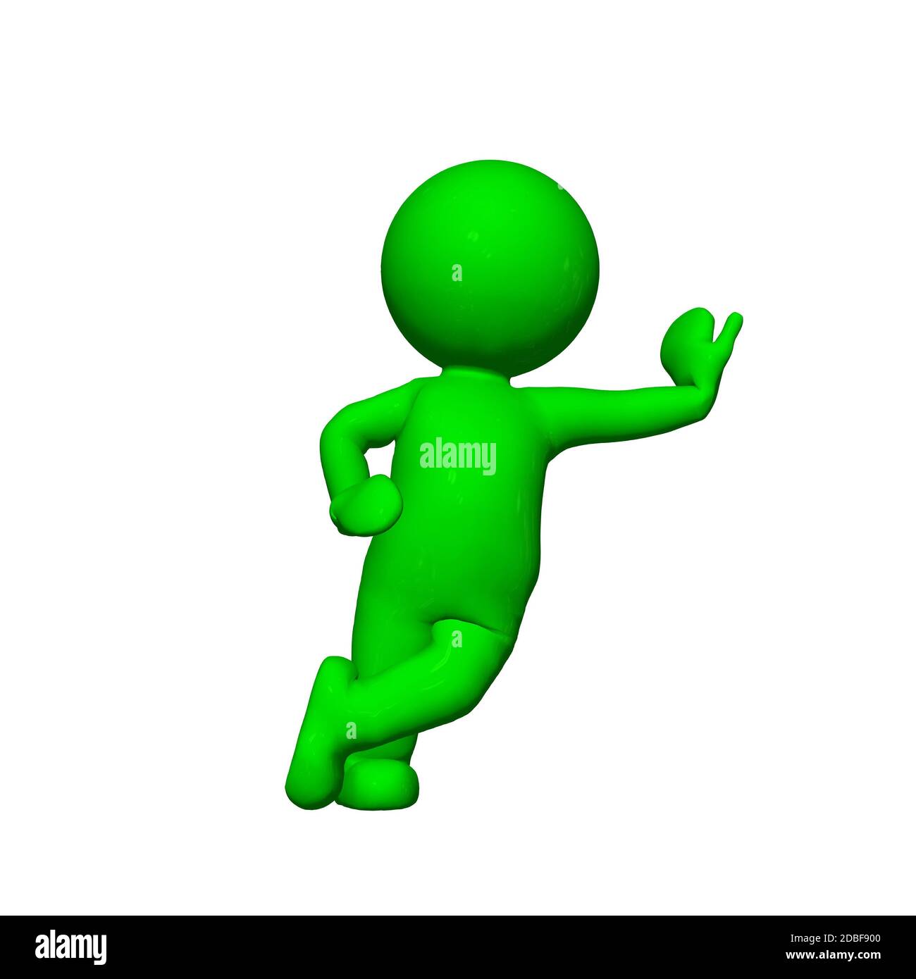 Green 3D people in different poses - lean - on white background Stock ...