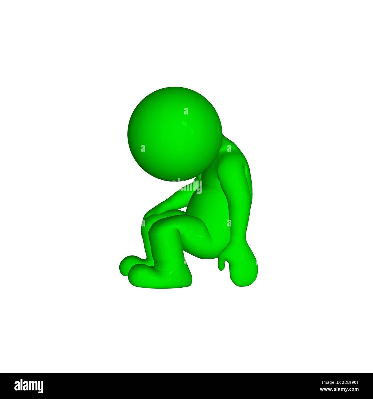 Green 3D people in different poses - depress - on white background ...