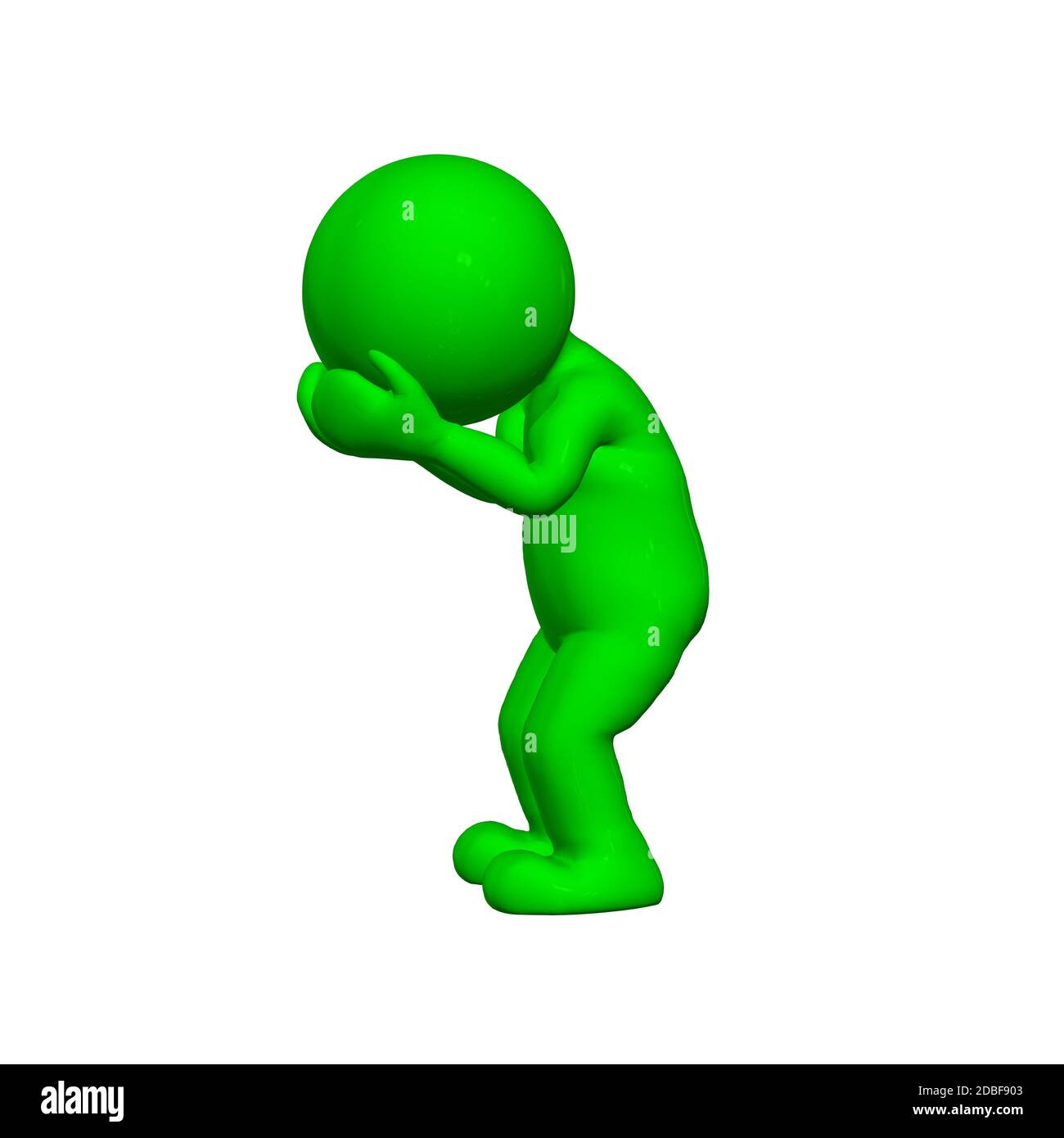 Green 3D people in different poses - cry - on white background Stock ...