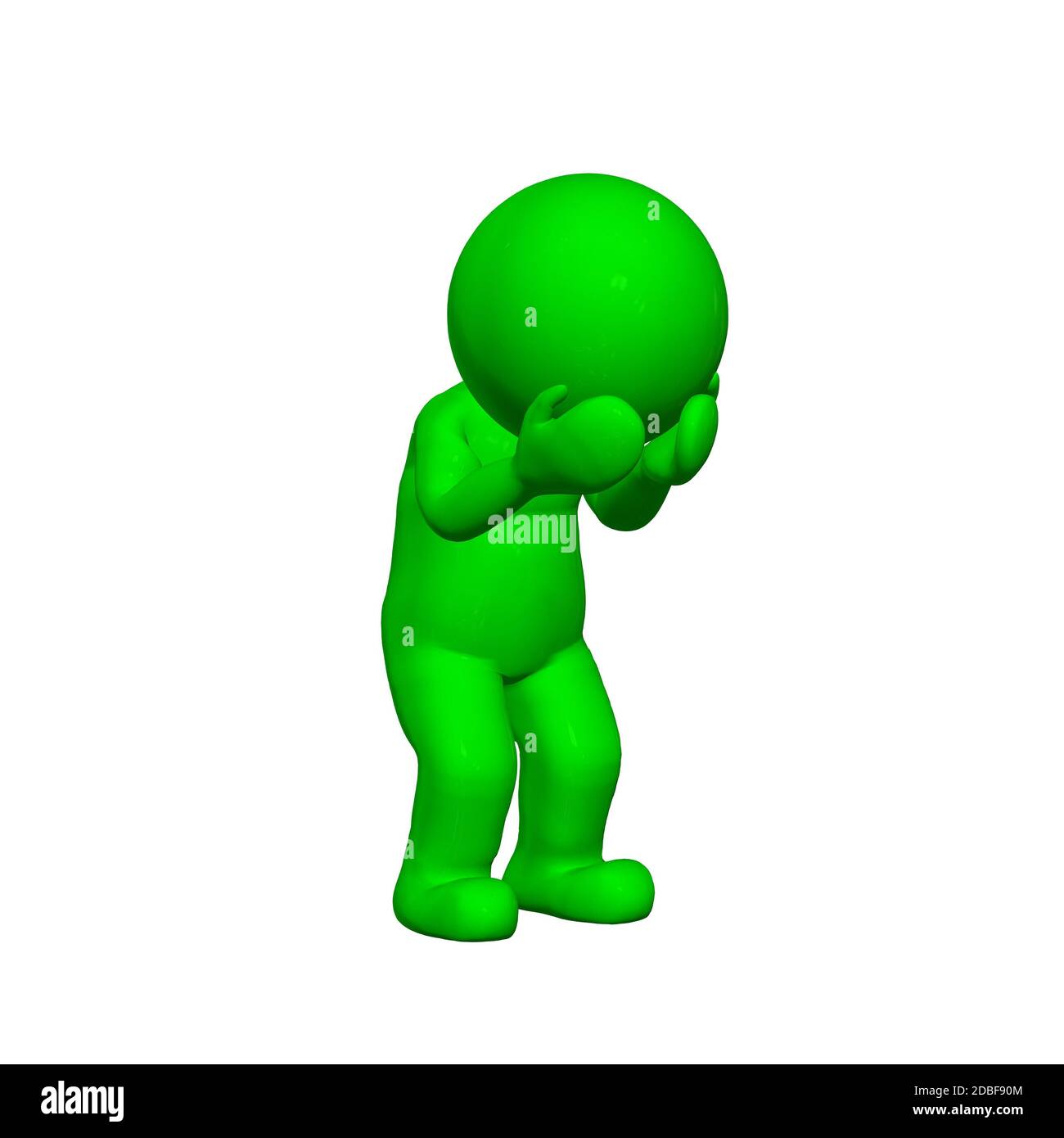 Green 3D people in different poses - cry - on white background Stock ...
