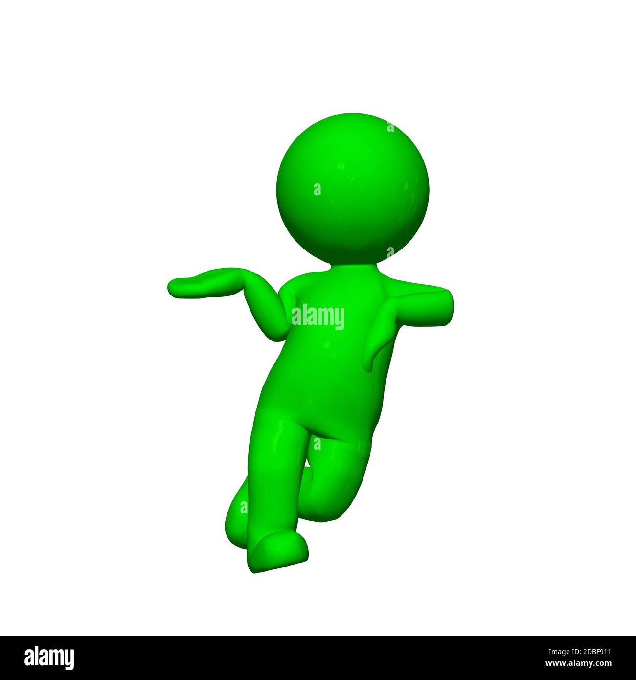 Green 3D people in different poses - lean - on white background Stock ...