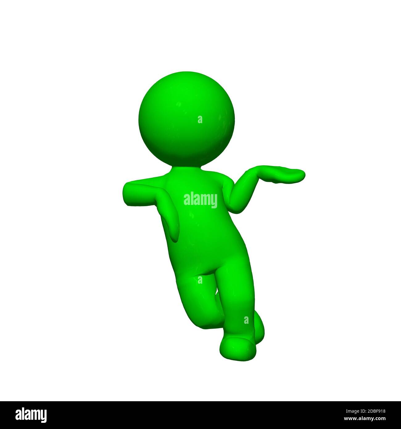 Green 3D people in different poses - lean - on white background Stock ...