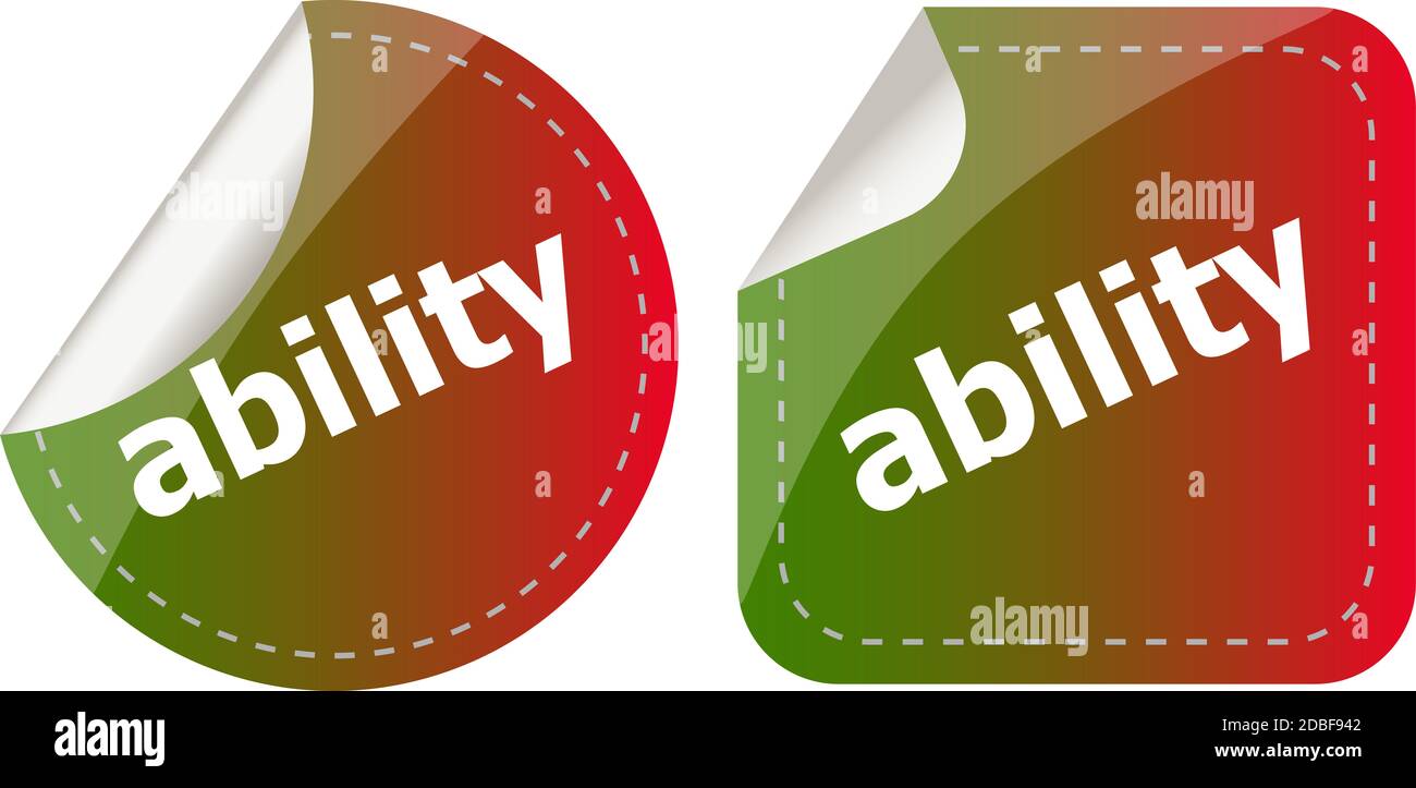 ability word stickers set icon button isolated on white Stock Photo - Alamy