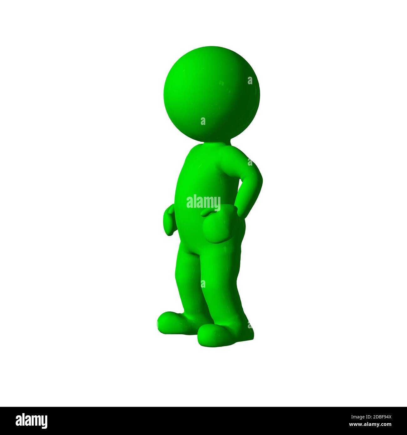Green 3D people in different poses - stand - on white background Stock ...