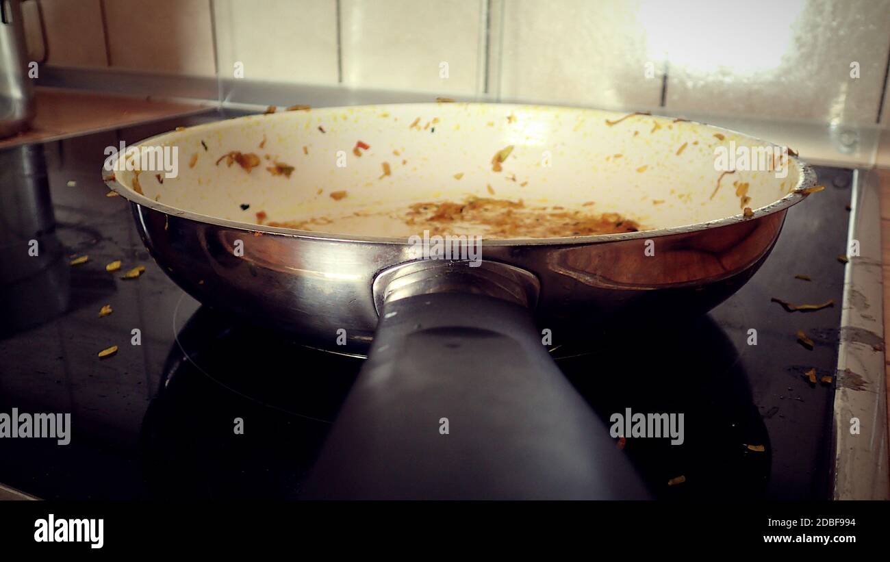 Dirty pan after cooking Stock Photo - Alamy
