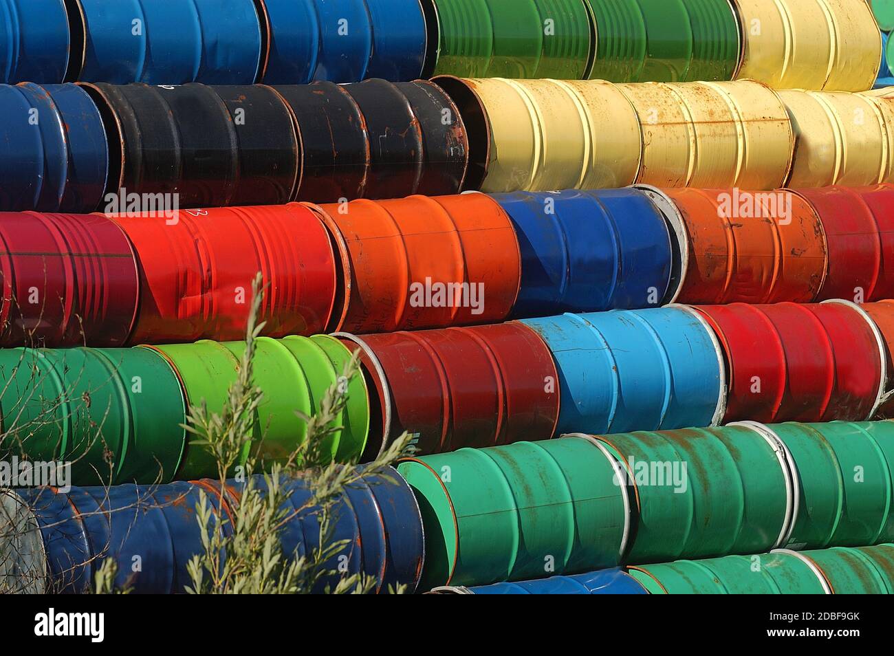 colorful metal barrels Stock Photo - Alamy
