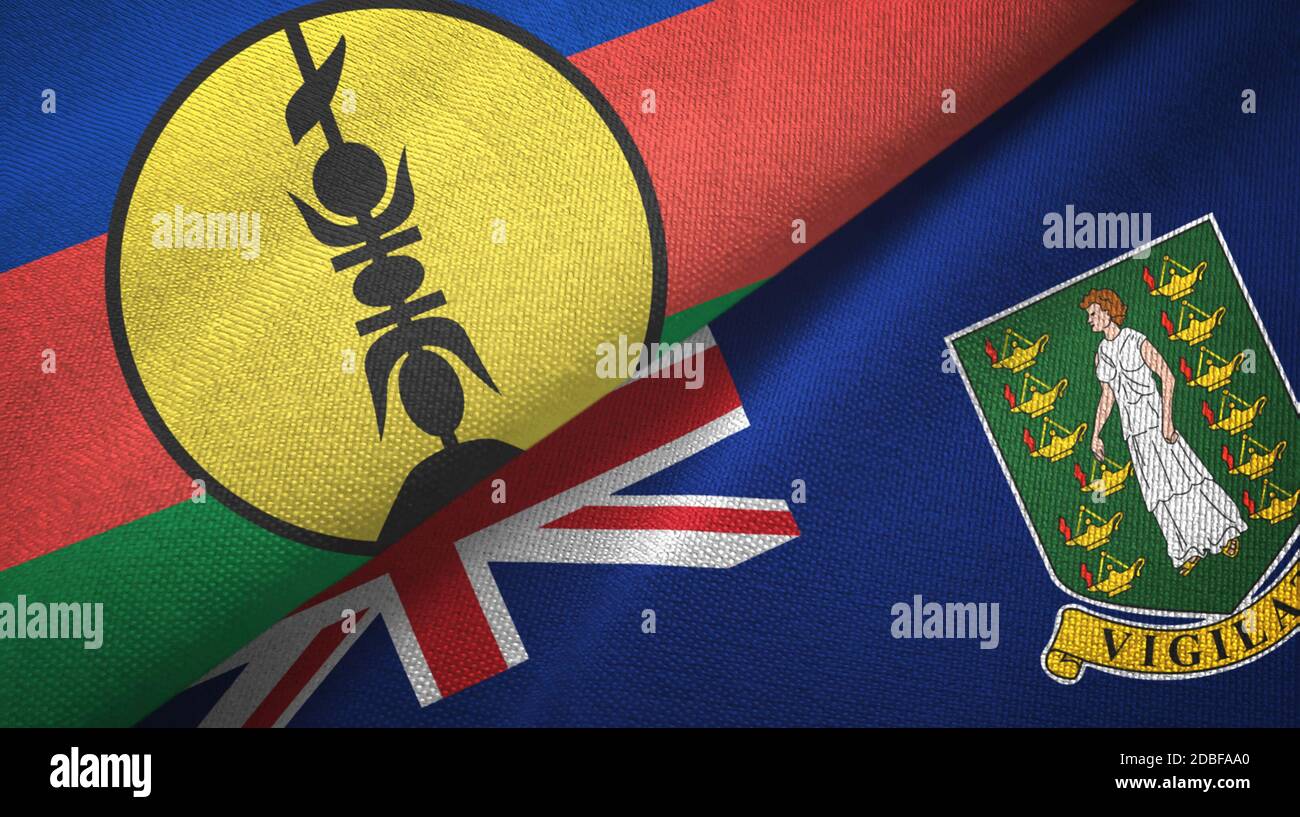 New Caledonia and Virgin Islands British two flags textile cloth ...