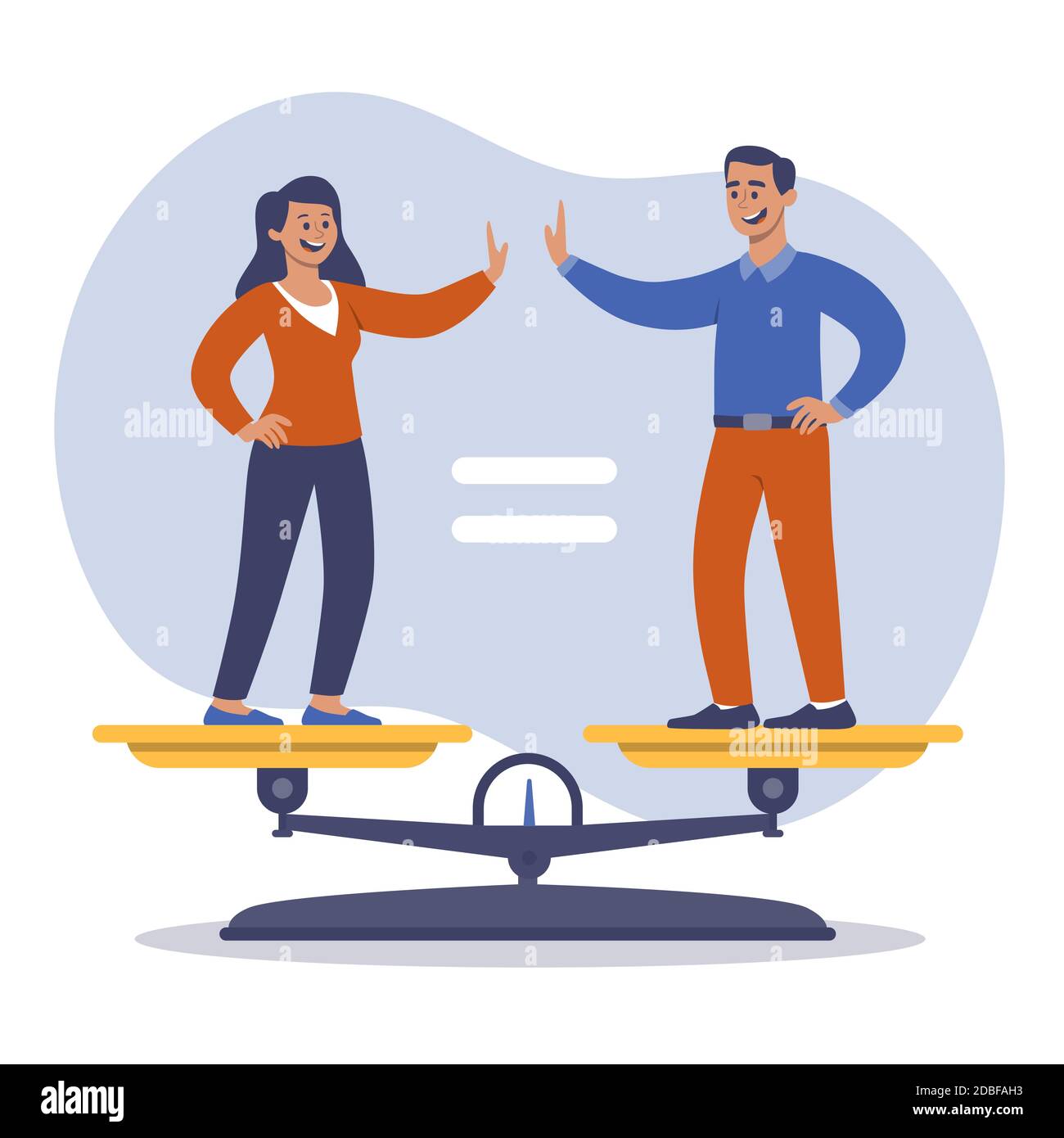 Man and woman accepting the idea of gender equality Vector illustration ...