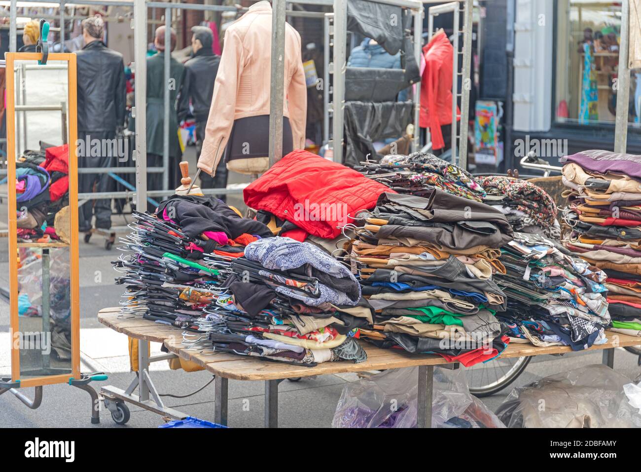 Big Pile of Garment Clothing at Street Market Stall Stock Photo - Alamy