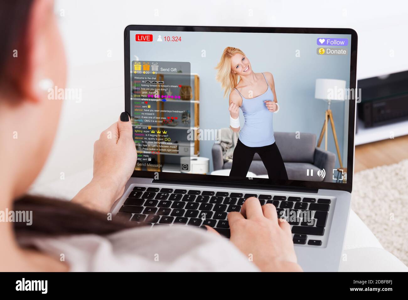 Streaming Live Dancing Video On Laptop Computer Stock Photo - Alamy