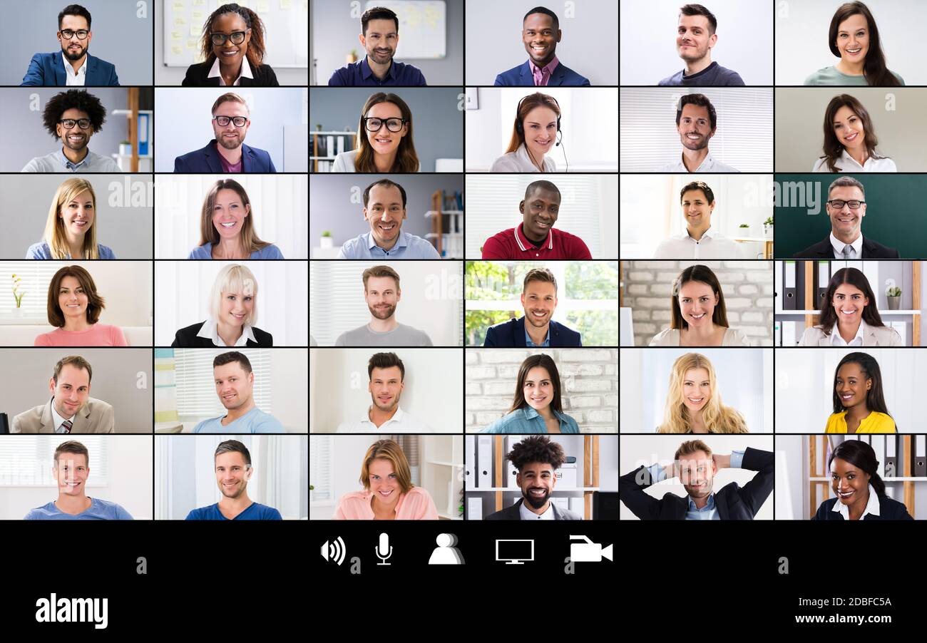 Group Corporate Video Conference Computer Monitor Screen Stock Photo ...